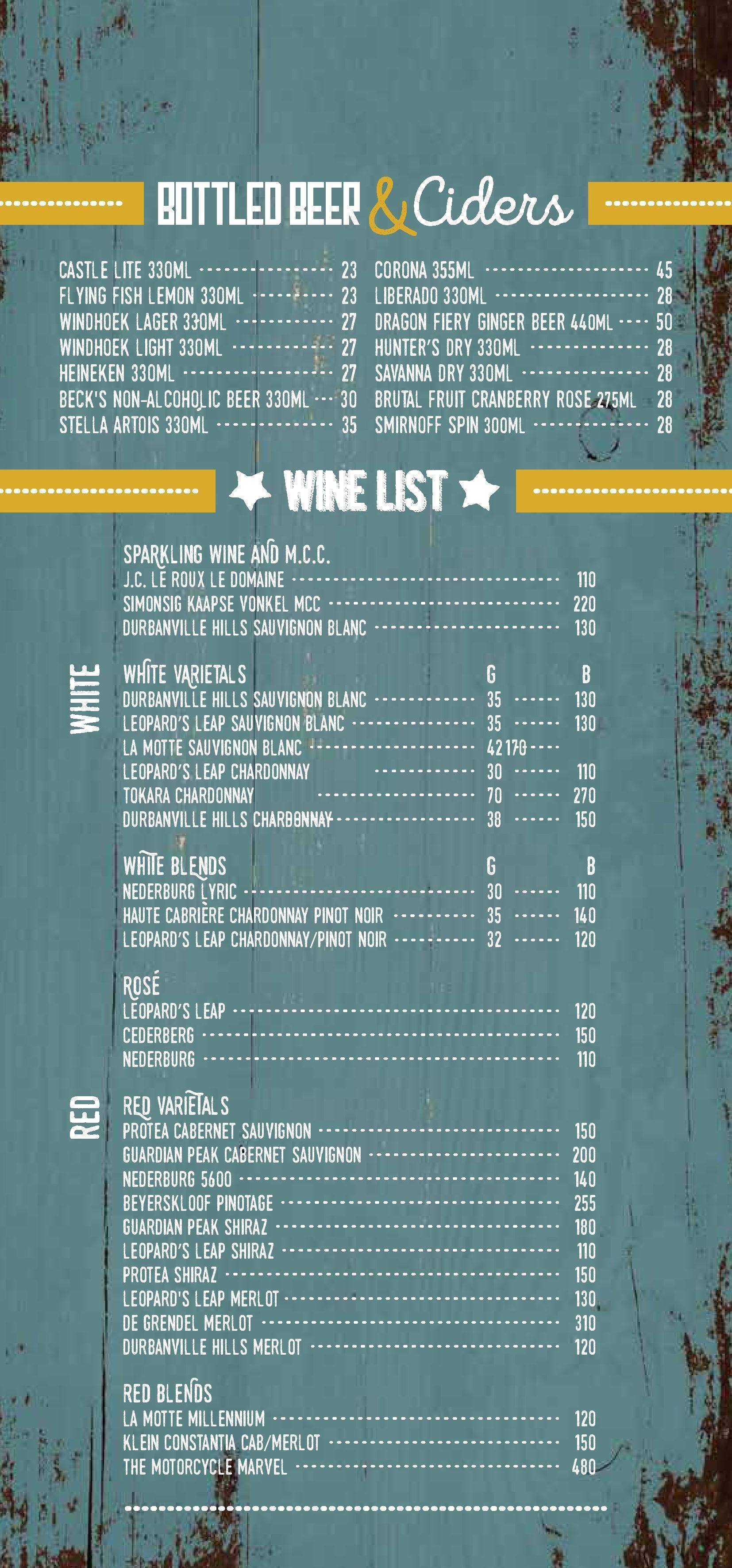 Speisekarte von The Brew Monkey - Time Square pub & Bar, Pretoria