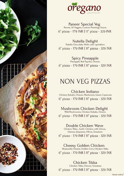 Menu of Oregano, Bommasandra, Bangalore