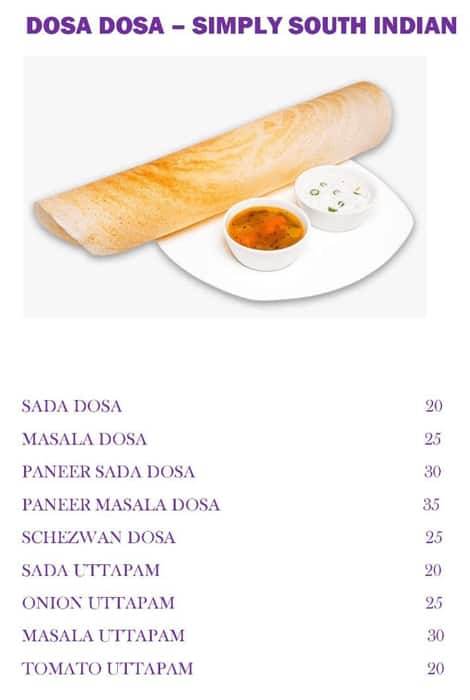 Menu of Dosa Dosa - Simply South Indian, Wagle Estate, Thane West, Thane