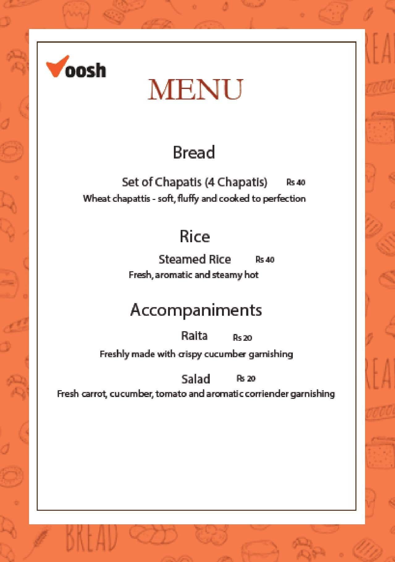Menu of Fresh fusion By Chef Talk, HSR, Bangalore