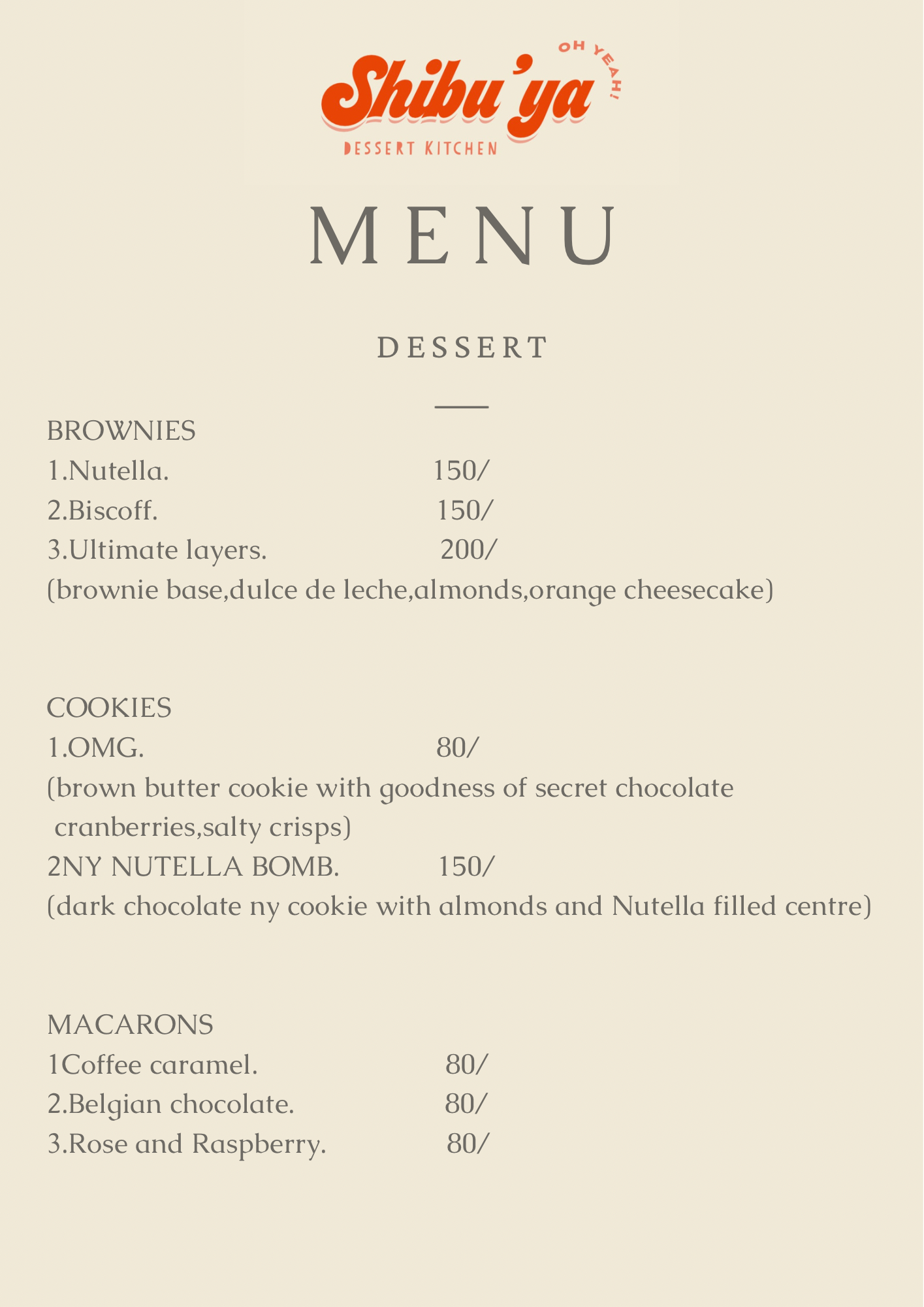 Menu of Shibu'ya, Bani Park, Jaipur