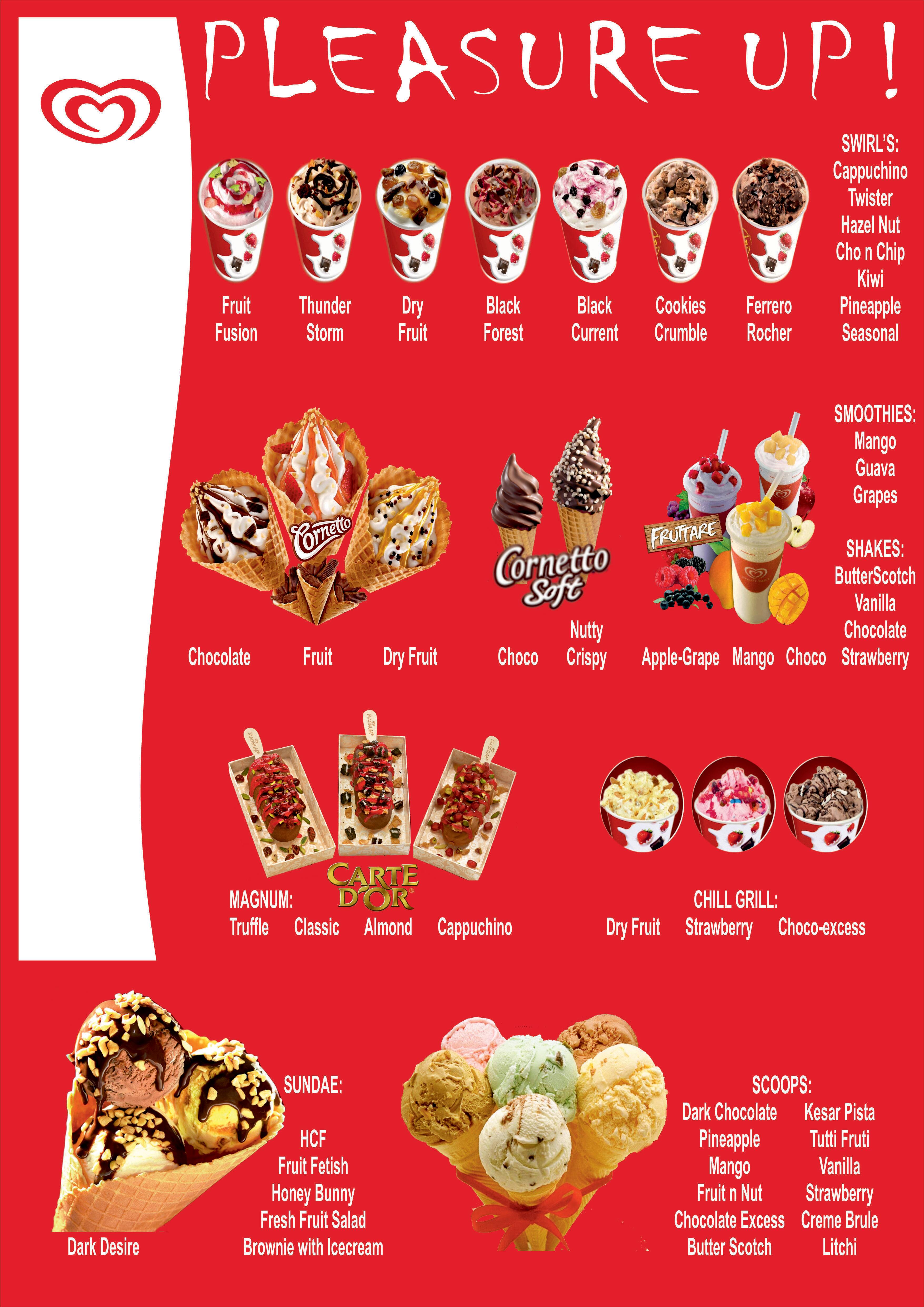 Menu at Kwality Wall's Swirl's, Kolkata, 2