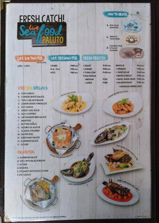 Menu at Blackbeard Seafood Island Grill restaurant, Quezon City