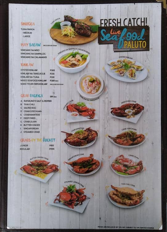 Menu at Blackbeard Seafood Island Grill restaurant, Quezon City