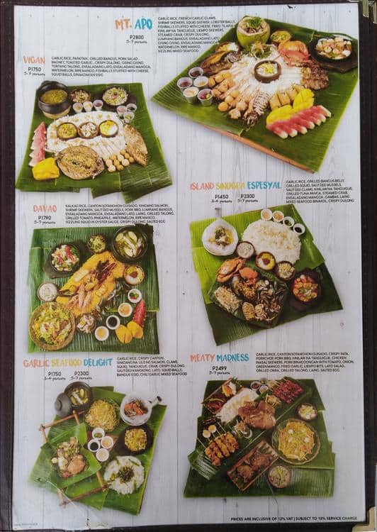 Menu at Blackbeard Seafood Island Grill restaurant, Quezon City