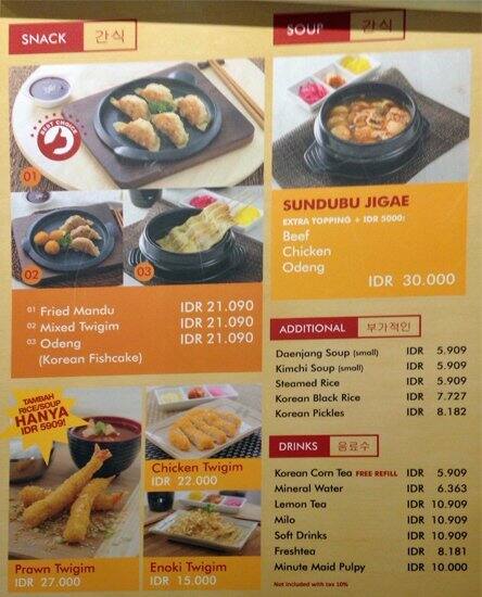 Menu at Cup Bento restaurant, Jakarta, Teras Benhil
