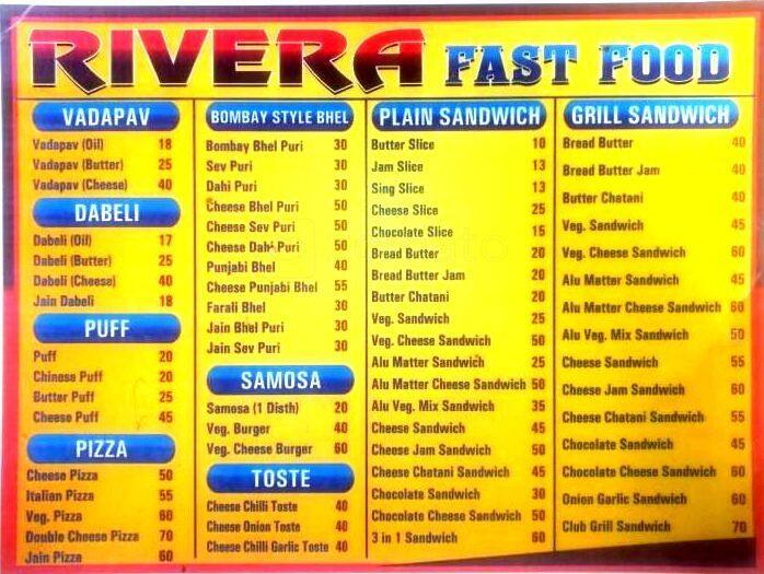 Rivera Fast Food Menu, Menu for Rivera Fast Food, Chandkheda, Ahmedabad ...