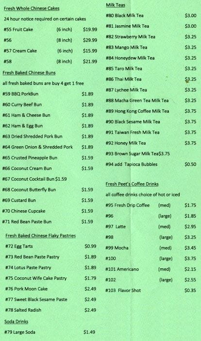 Menu at Happy Melon Bakery & Deli, Bellevue