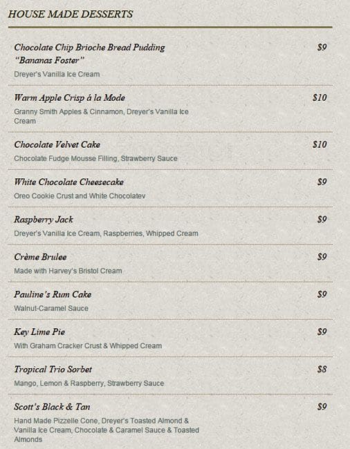 Menu at Scott's Seafood Grill & Bar, Oakland