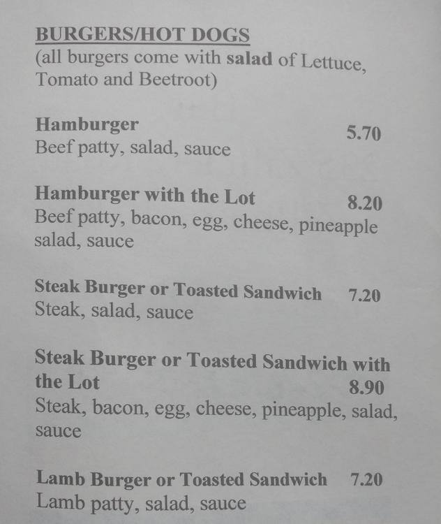 Menu at Zillmere Snack Bar, Zillmere