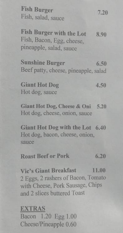 Menu at Zillmere Snack Bar, Zillmere