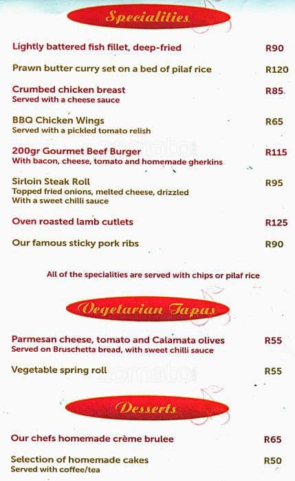 Menu at Cherry, Sun City, Sun City Hotel