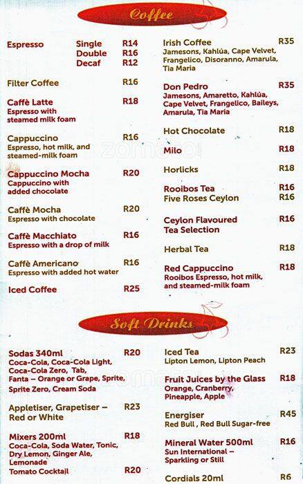 Menu at Cherry, Sun City, Sun City Hotel