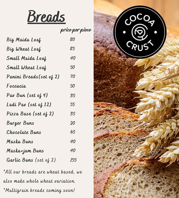 Menu of Cocoa Crust, Anna Nagar West, Chennai