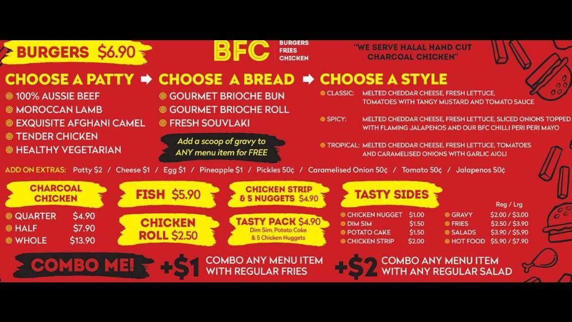 BFC Menu, Menu for BFC, Fawkner, Melbourne - Urbanspoon/Zomato