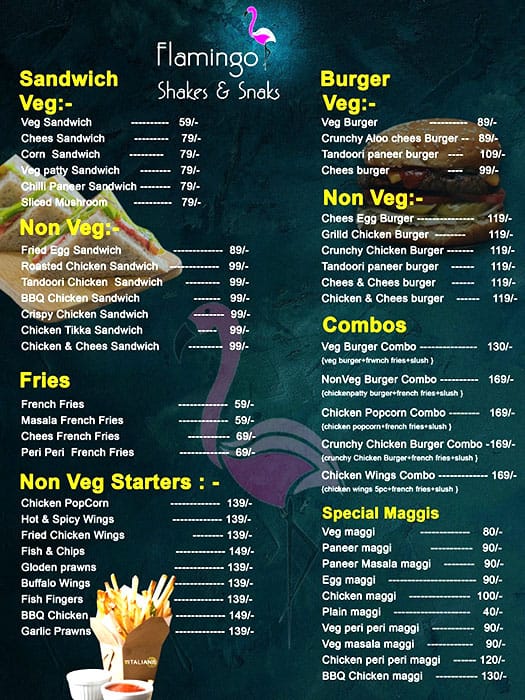 Menu at Flamingo, Vijayawada