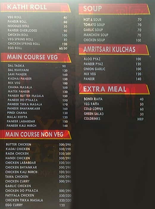Menu of Spicy Corner, Sohna Road, Gurgaon