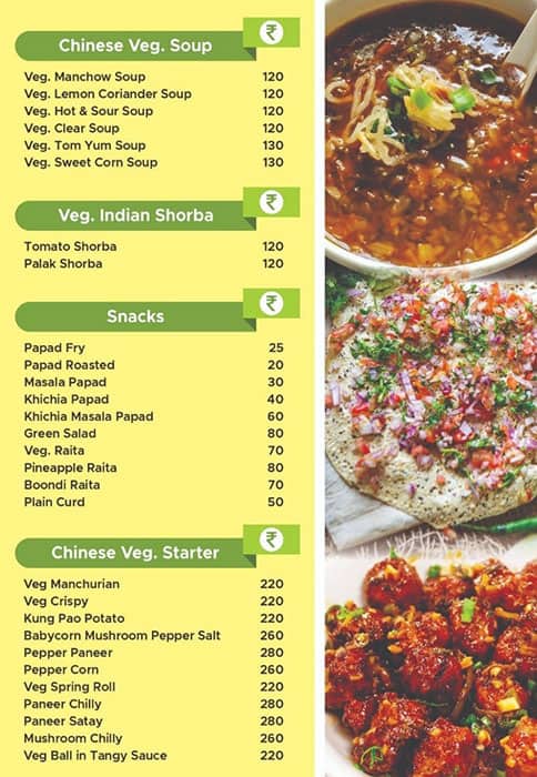 Menu of Pahadi Dhaba, Virar, Mumbai