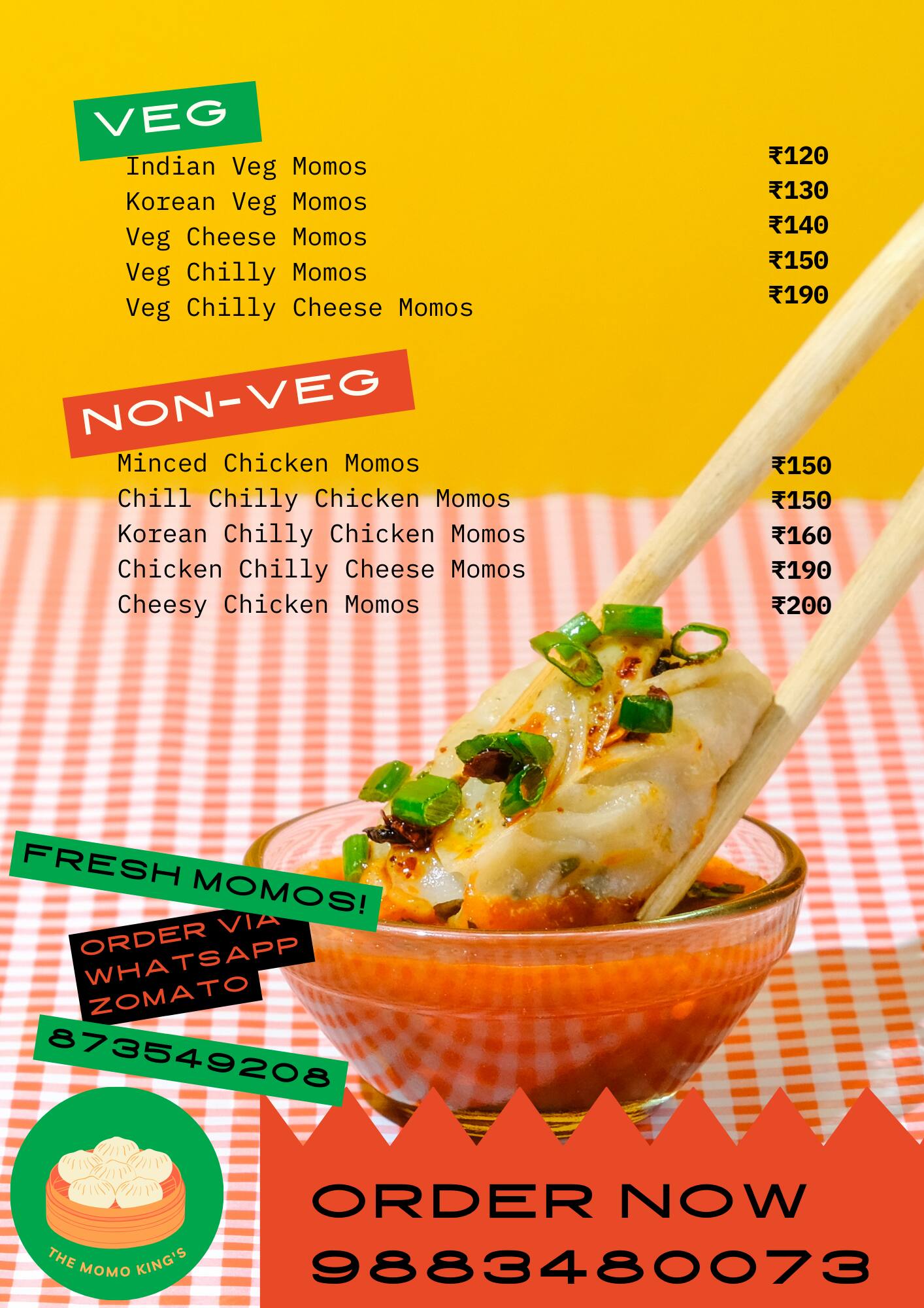 Menu of The Momo King's, Champasari, Siliguri