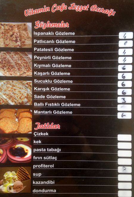 Menu at Vitamin Cafe, Ankara, Şht. Ömer Halisdemir Blv