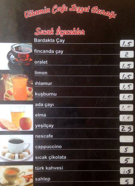 Menu at Vitamin Cafe, Ankara, Şht. Ömer Halisdemir Blv