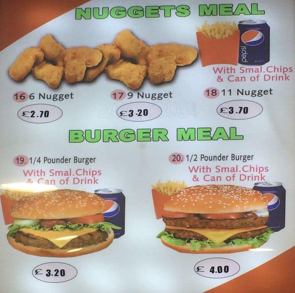 Menu at Zams Chicken & Pizza restaurant, London