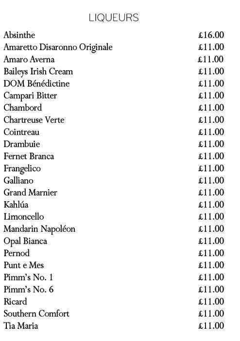 Menu at Claridge's Bar, London, Brook St