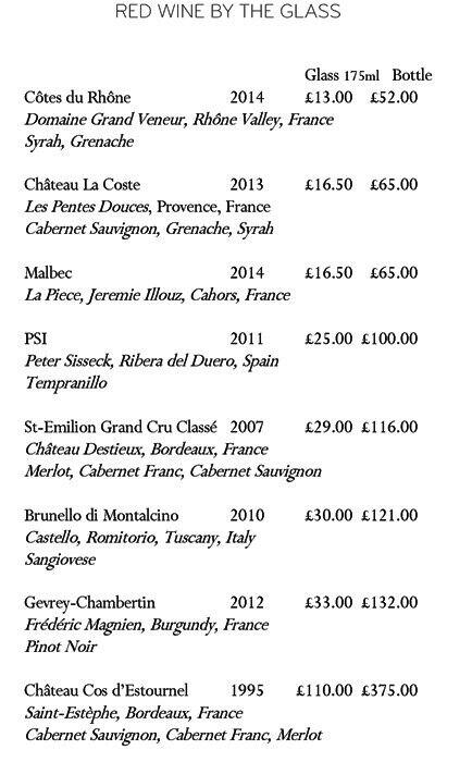 Menu at Claridge's Bar, London, Brook St