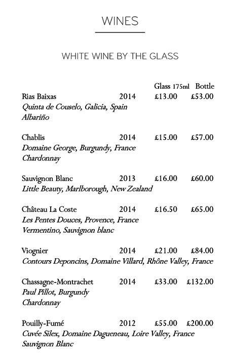 Menu at Claridge's Bar, London, Brook St