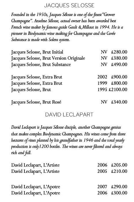 Menu at Claridge's Bar, London, Brook St