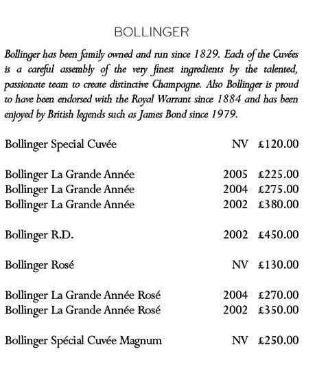 Menu at Claridge's Bar, London, Brook St