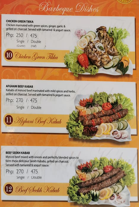 Menu at Kabab & Curry restaurant, Makati