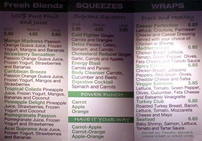Pure Health Bar Menu, Menu for Pure Health Bar, Milton, Toronto ...