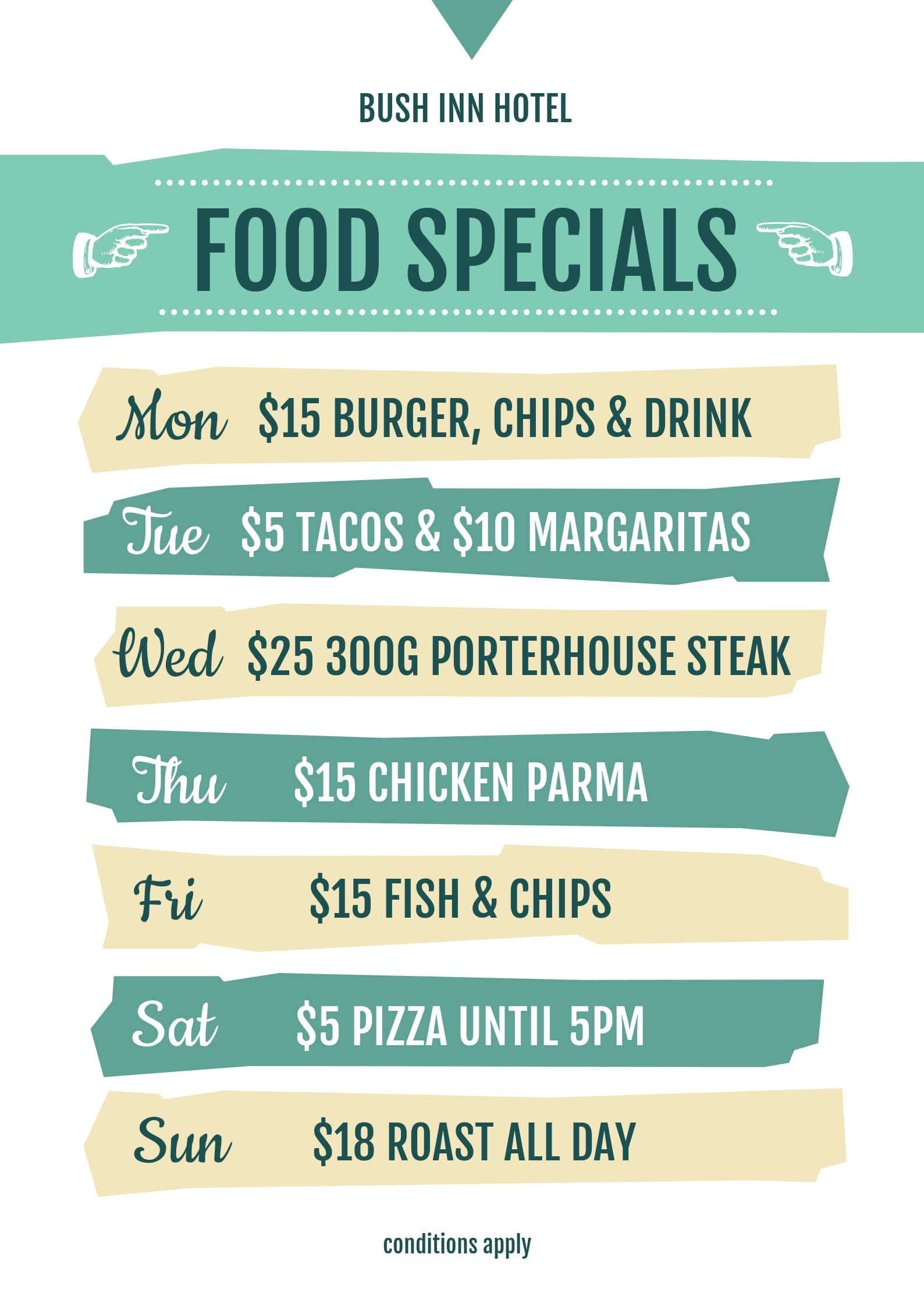 Menu at The Bush Hotel pub & bar, Toorak