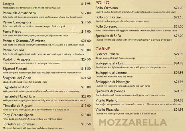 Menu at Aldo's Ristorante & Bar, Los Gatos, S Winchester Blvd