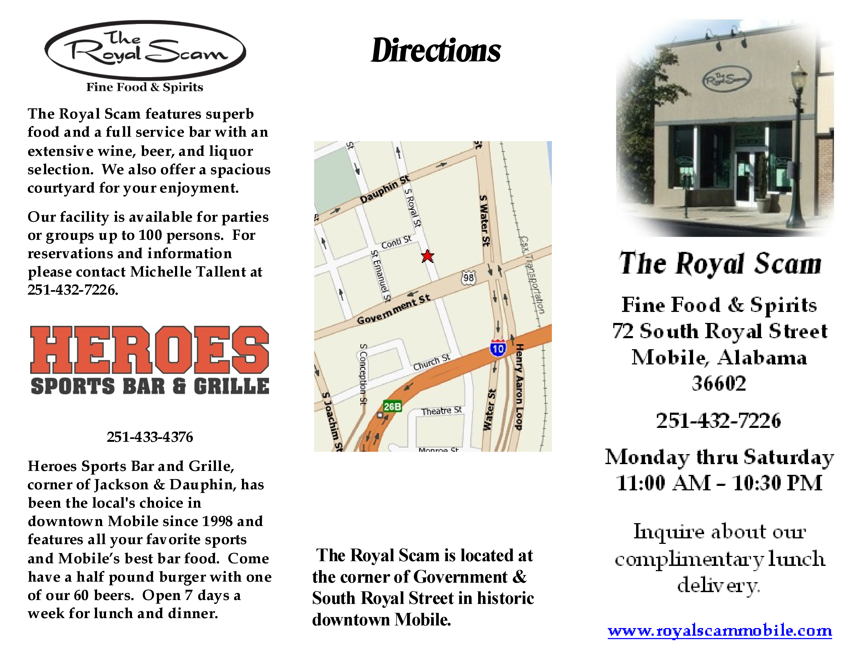 Menu at The Royal Scam pub & bar, Mobile