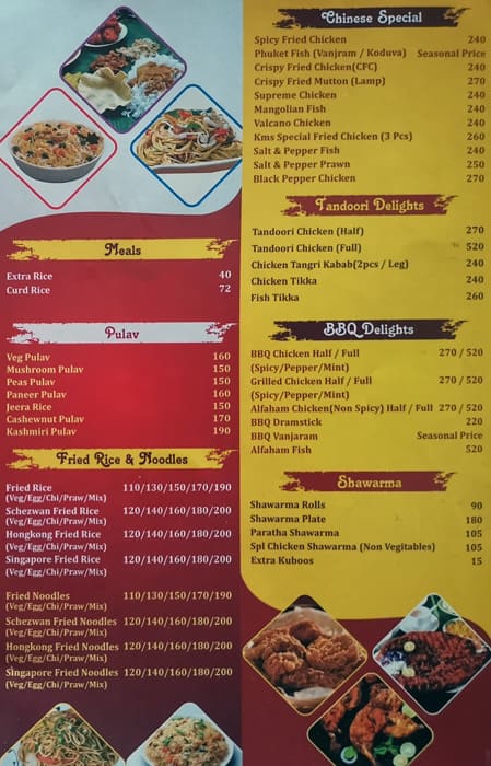 Menu at KMS Hakkim, Tiruchirappalli, 33
