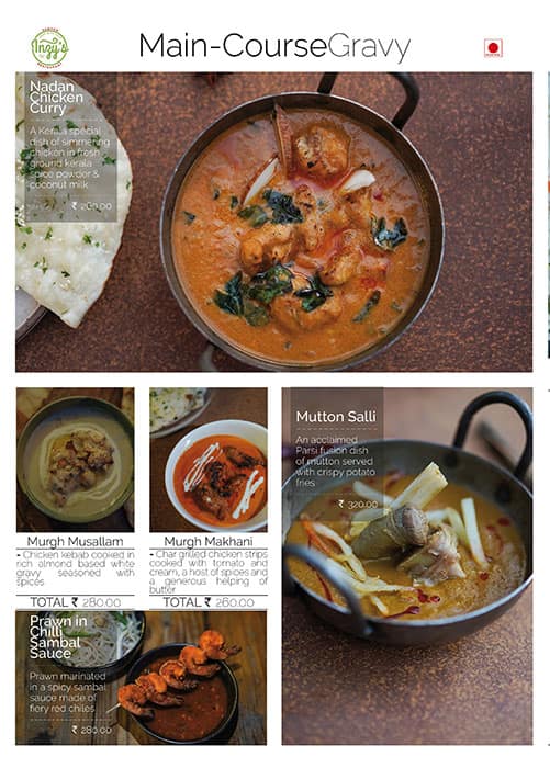 Menu at Inzy gardens, Chennai