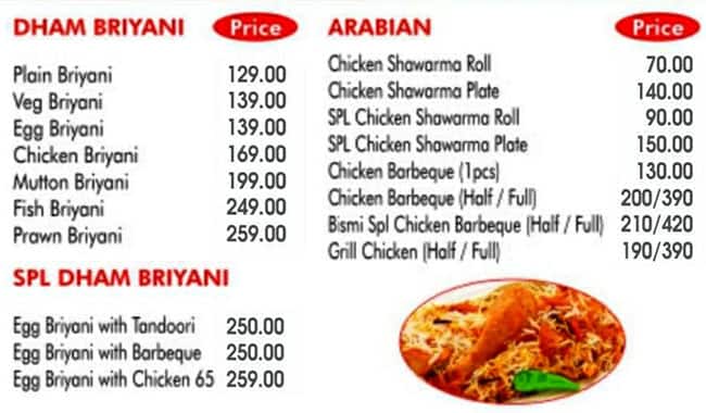 Menu of Chennai Mess, Ambattur, Chennai