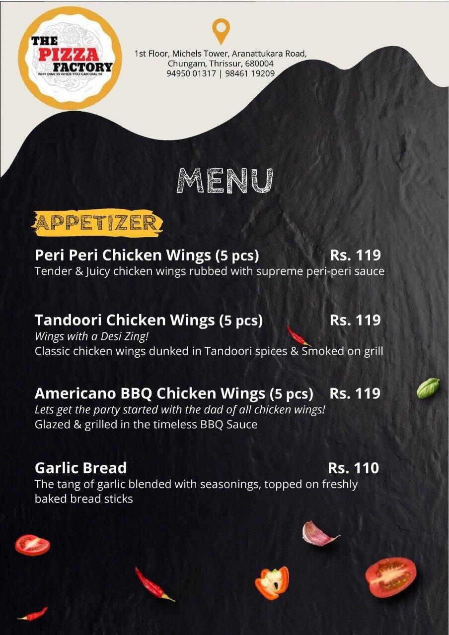 Menu at The Pizza Factory, Thrissur