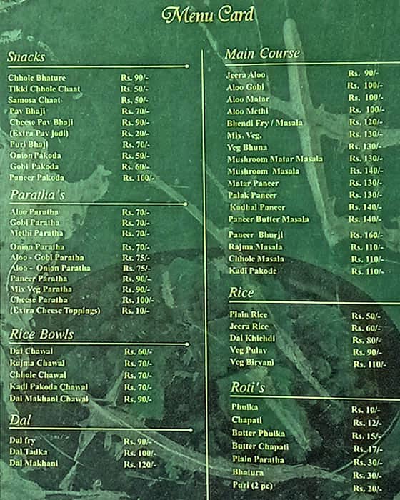 Menu of Biji Di Rasoi, Viman Nagar, Pune