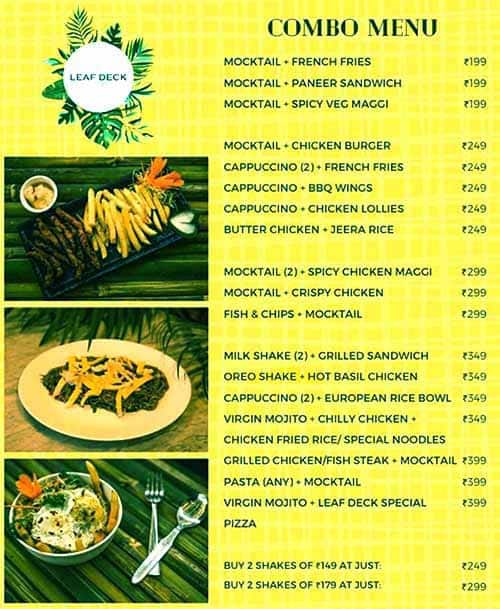 Menu at Leaf Deck Café, Guwahati