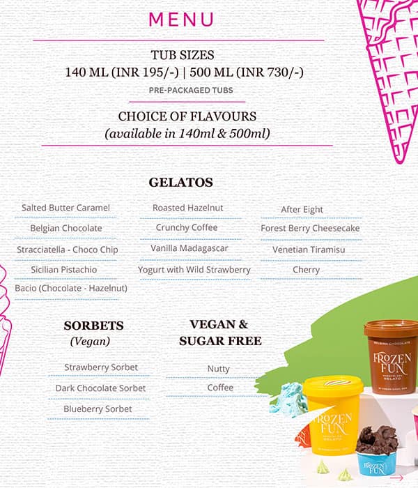 Menu of Frozen Fun - Gelato Ice Cream, Sector 83, Noida