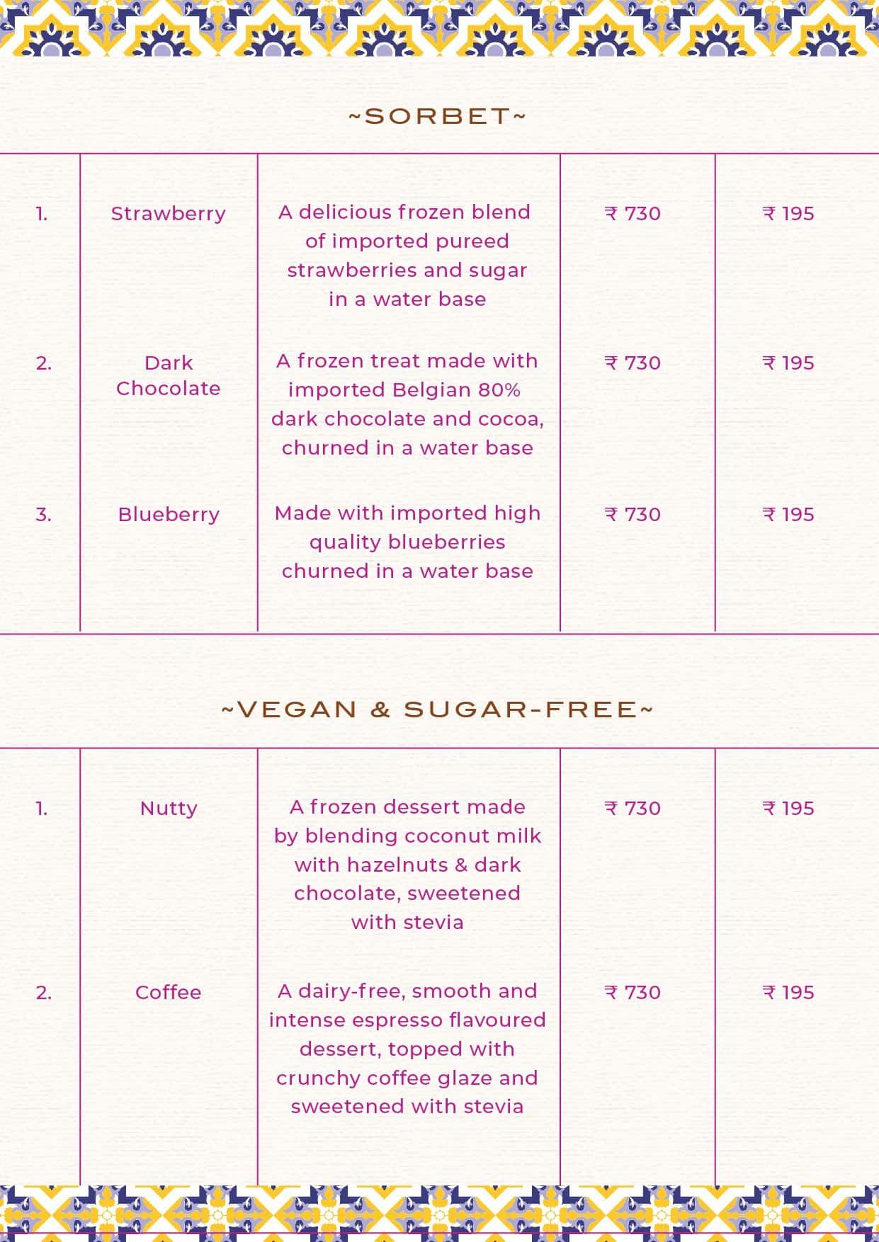 Menu at Frozen Fun - Gelato Ice Cream, New Delhi, Kiosk 6