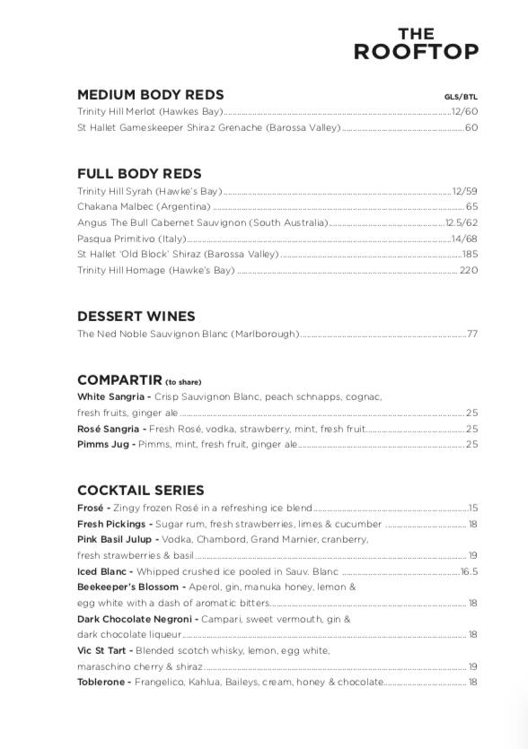 Menu at La Zeppa Kitchen and Bar, Auckland