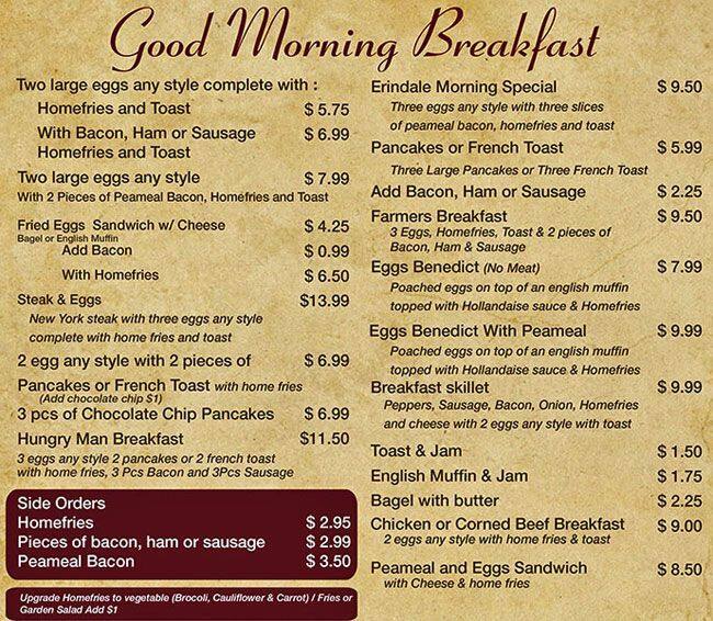 Erindale Family Restaurant Menu - Urbanspoon/Zomato