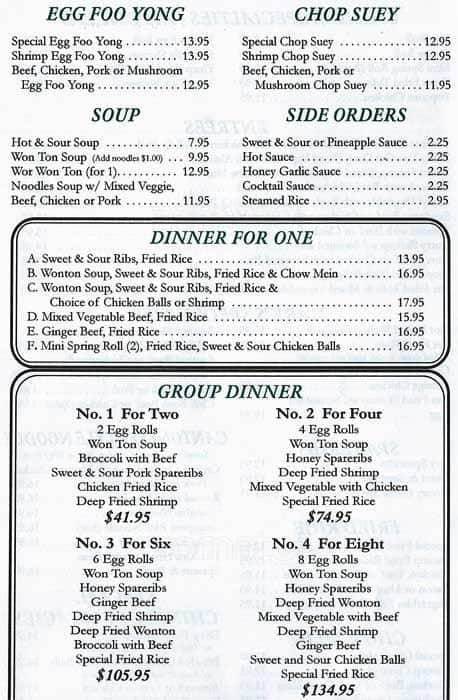 Menu at Mark's Restaurant, Yellowknife