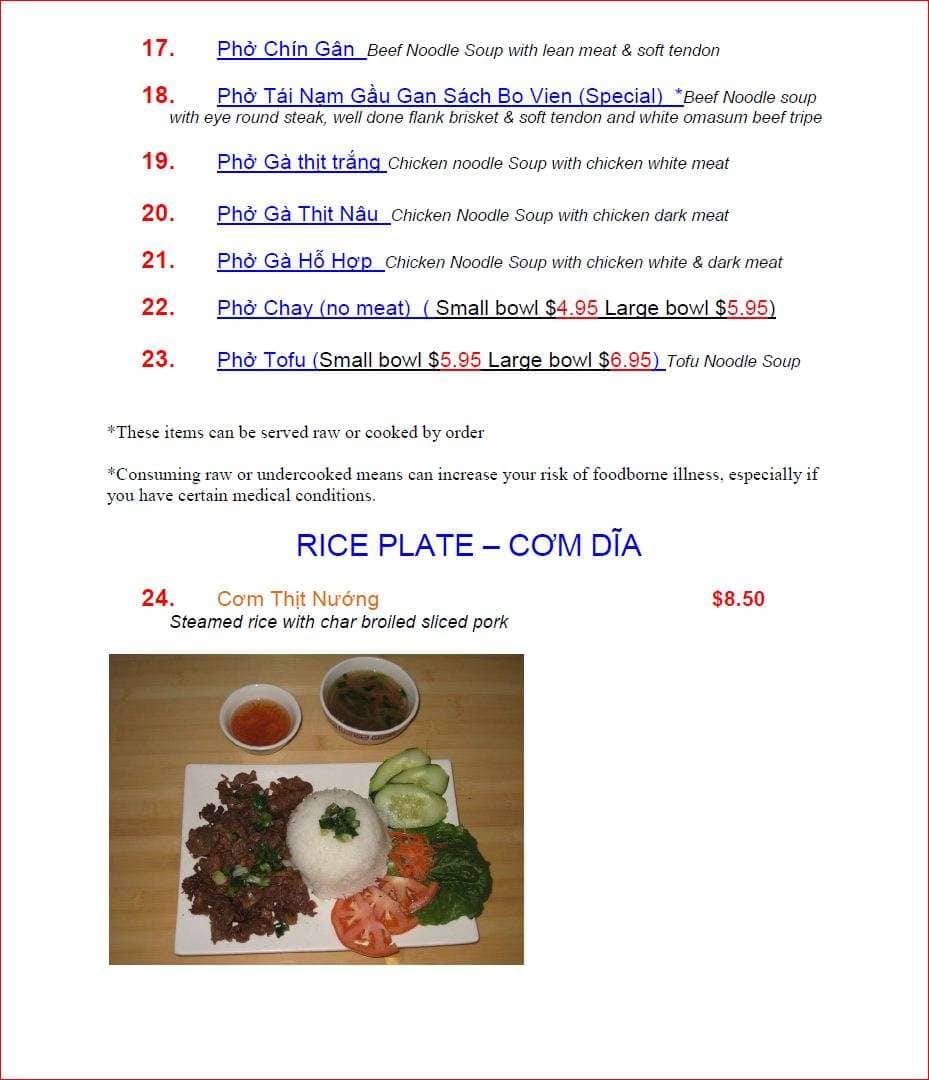 Menu at Vietnam 81 Restaurant, Portsmouth