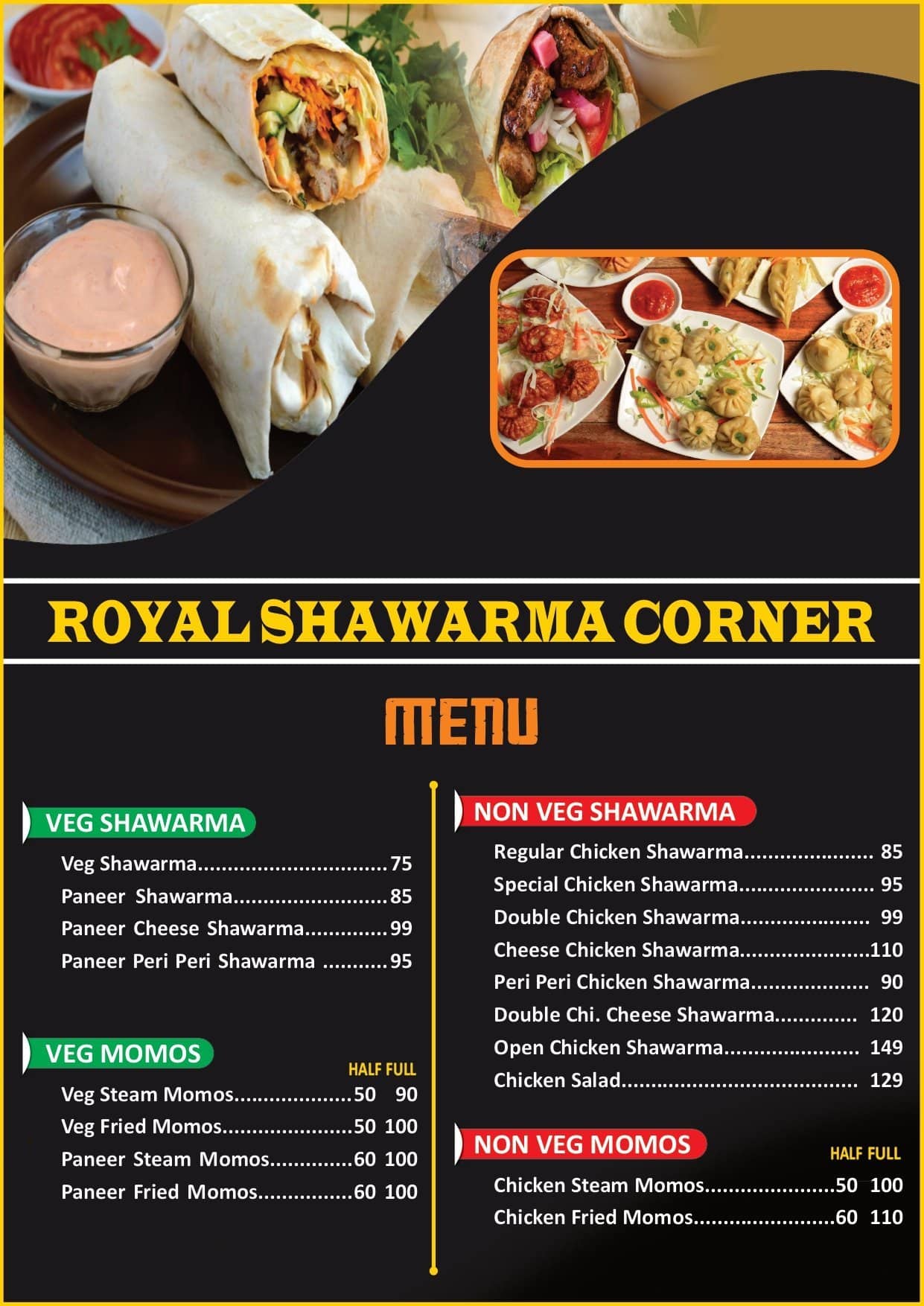 Menu of Royal Shawarma Corner, Kamothe, Navi Mumbai