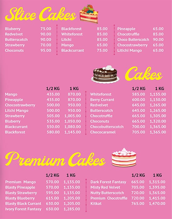 Menu of CK's Bakery, Pallavaram, Chennai